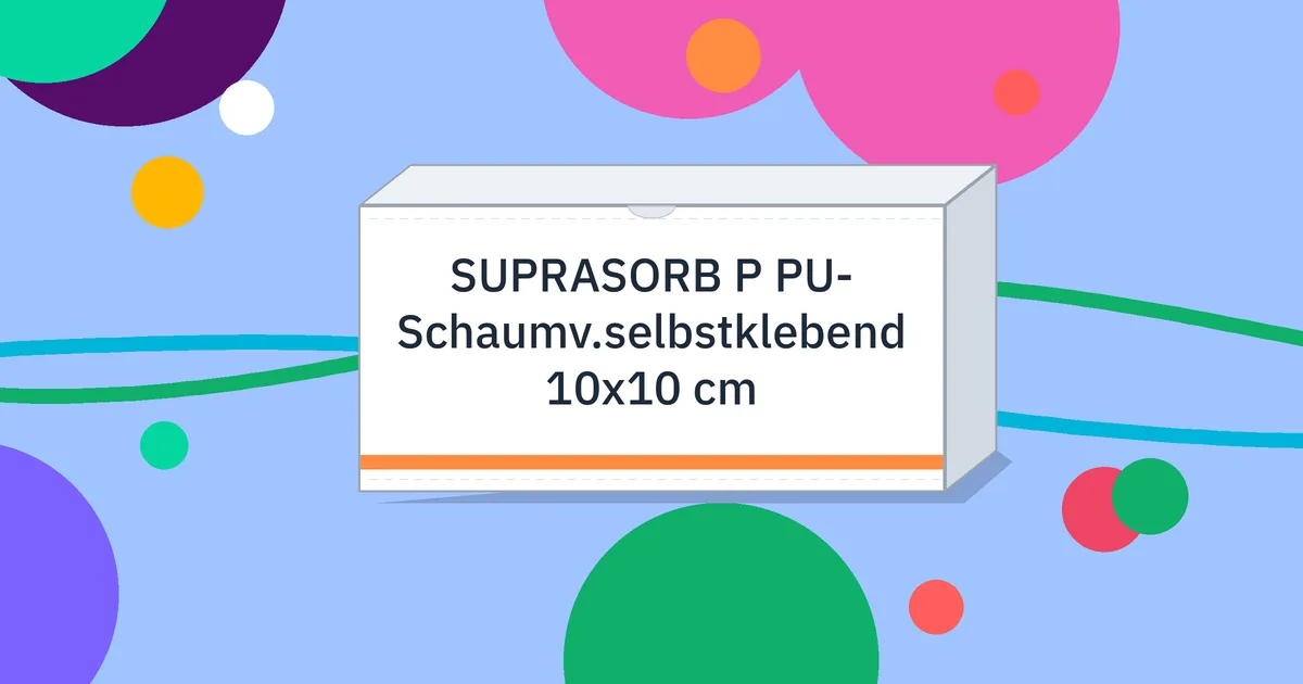 Symbolbild: Packung mit der Aufschrift SUPRASORB P PU-Schaumv.selbstklebend 10x10 cm (PZN 11115887) – Verfügbarkeit und Bezug in Apotheken in Frankfurt am Main