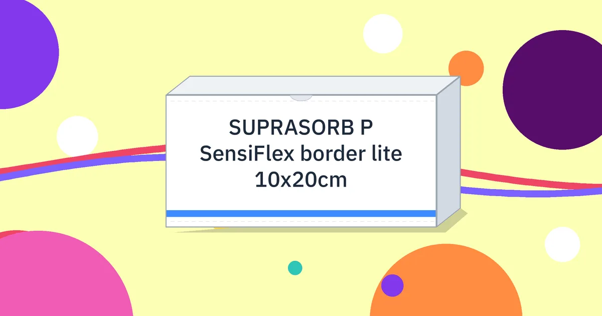 Symbolbild: Packung mit der Aufschrift SUPRASORB P SensiFlex border lite 10x20cm (PZN 20085027) – Verfügbarkeit und Bezug in Apotheken in Frankfurt am Main