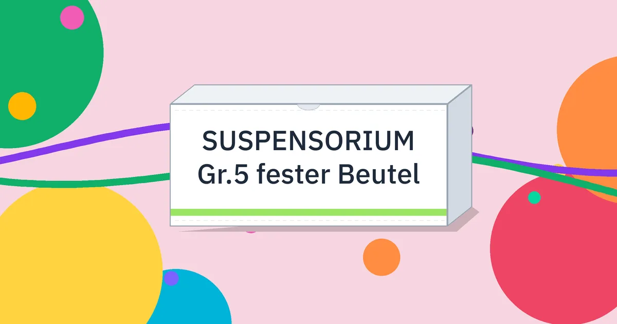 Symbolbild: Packung mit der Aufschrift SUSPENSORIUM Gr.5 fester Beutel (PZN 08517292) – Verfügbarkeit und Bezug in Apotheken in Frankfurt am Main