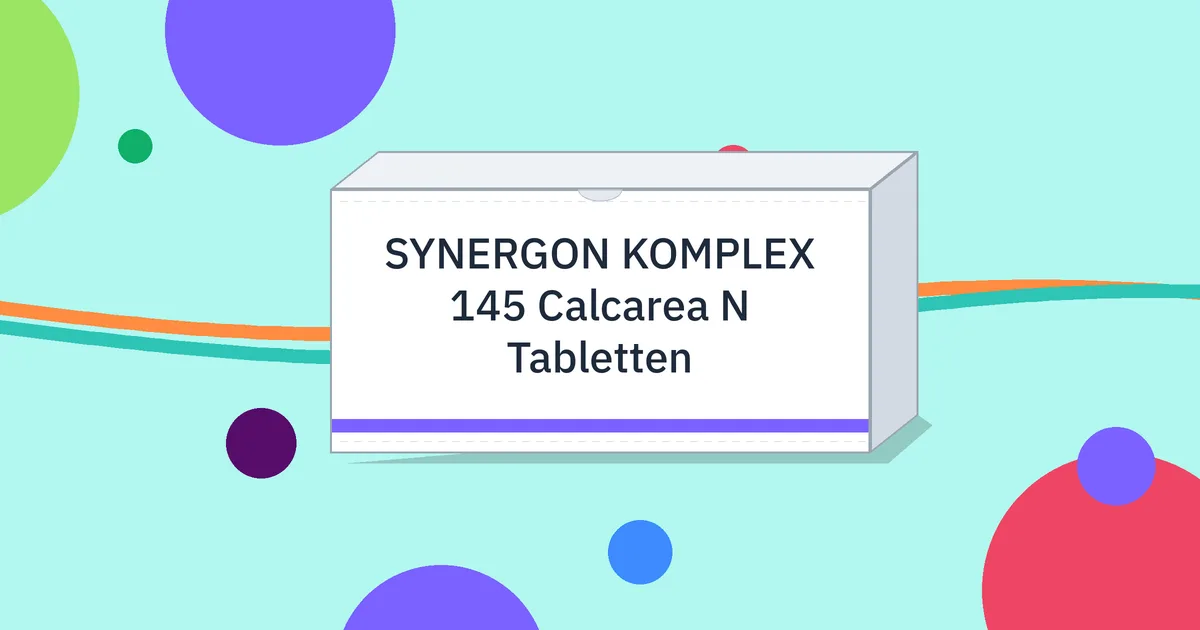 Symbolbild: Packung mit der Aufschrift SYNERGON KOMPLEX 145 Calcarea N Tabletten (PZN 03634745) – Verfügbarkeit und Bezug in Apotheken in Frankfurt am Main