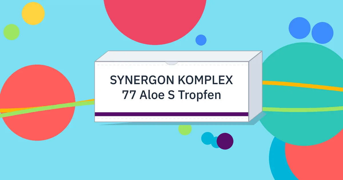 Symbolbild: Packung mit der Aufschrift SYNERGON KOMPLEX 77 Aloe S Tropfen (PZN 16512860) – Verfügbarkeit und Bezug in Apotheken in Frankfurt am Main