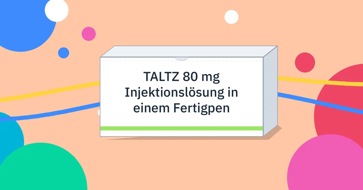 Symbolbild: Packung mit der Aufschrift TALTZ 80 mg Injektionslösung in einem Fertigpen (PZN 13509225) – Verfügbarkeit und Bezug in Apotheken in Frankfurt am Main