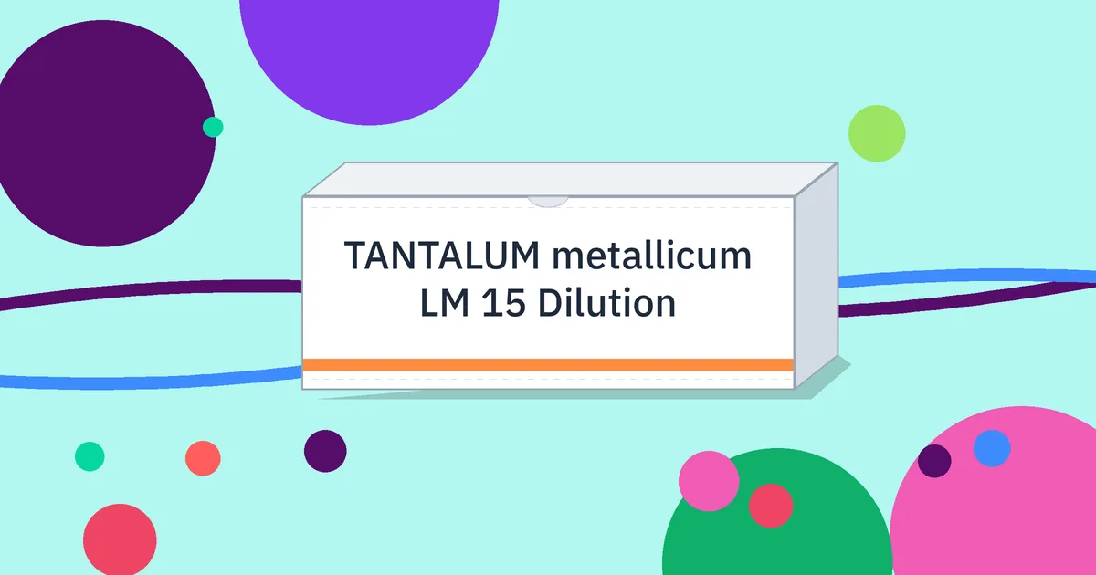 Symbolbild: Packung mit der Aufschrift TANTALUM metallicum LM 15 Dilution (PZN 13213536) – Verfügbarkeit und Bezug in Apotheken in Frankfurt am Main