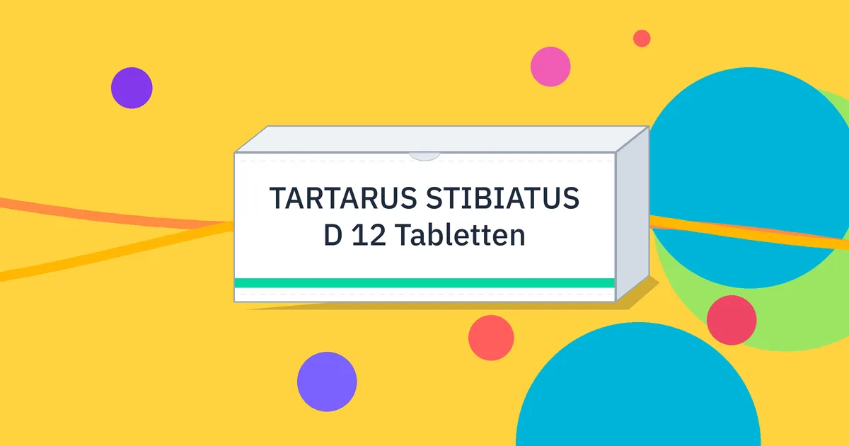 Symbolbild: Packung mit der Aufschrift TARTARUS STIBIATUS D 12 Tabletten (PZN 02636765) – Verfügbarkeit und Bezug in Apotheken in Frankfurt am Main