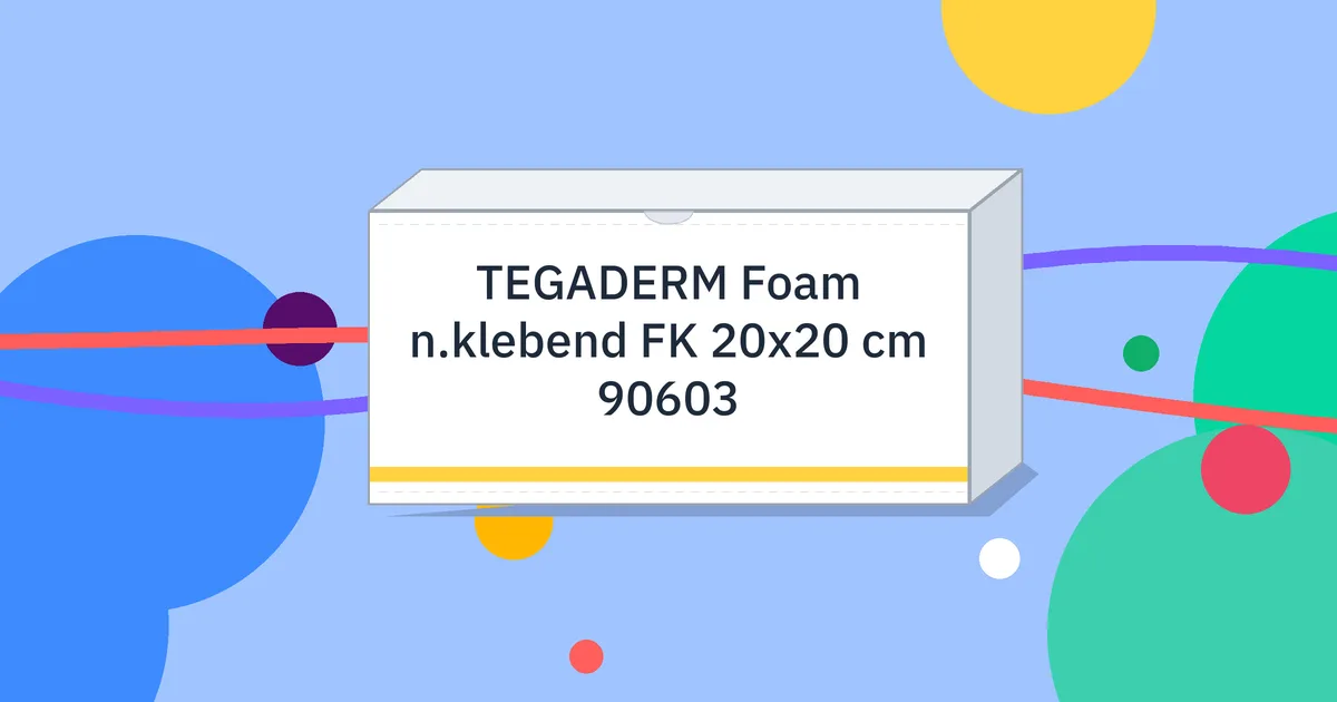 Symbolbild: Packung mit der Aufschrift TEGADERM Foam n.klebend FK 20x20 cm 90603 (PZN 06917171) – Verfügbarkeit und Bezug in Apotheken in Frankfurt am Main