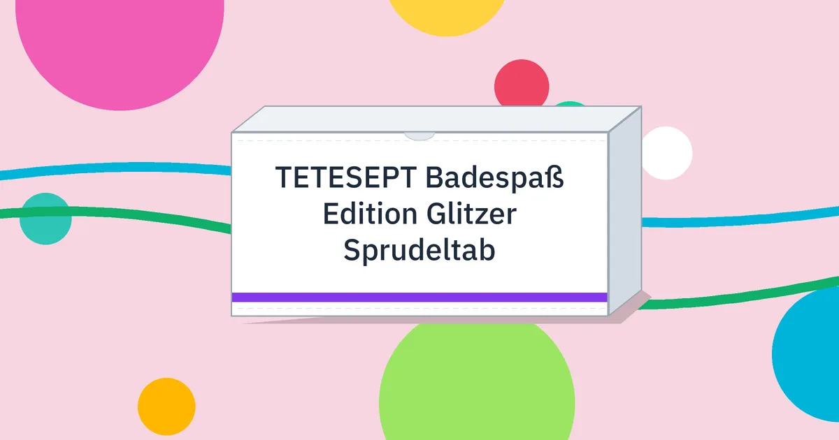 Symbolbild: Packung mit der Aufschrift TETESEPT Badespaß Edition Glitzer Sprudeltab (PZN 18031969) – Verfügbarkeit und Bezug in Apotheken in Frankfurt am Main