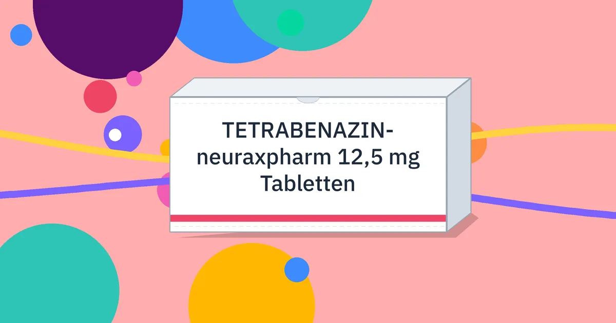 Symbolbild: Packung mit der Aufschrift TETRABENAZIN-neuraxpharm 12,5 mg Tabletten (PZN 12450754) – Verfügbarkeit und Bezug in Apotheken in Frankfurt am Main