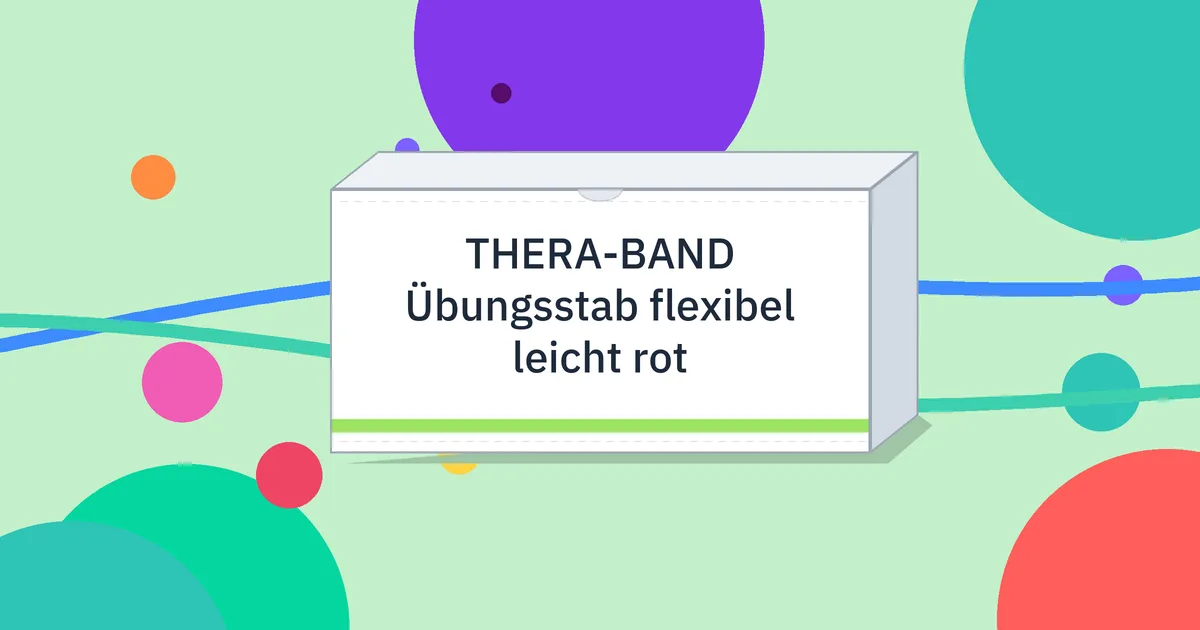 Symbolbild: Packung mit der Aufschrift THERA-BAND Übungsstab flexibel leicht rot (PZN 00608919) – Verfügbarkeit und Bezug in Apotheken in Frankfurt am Main