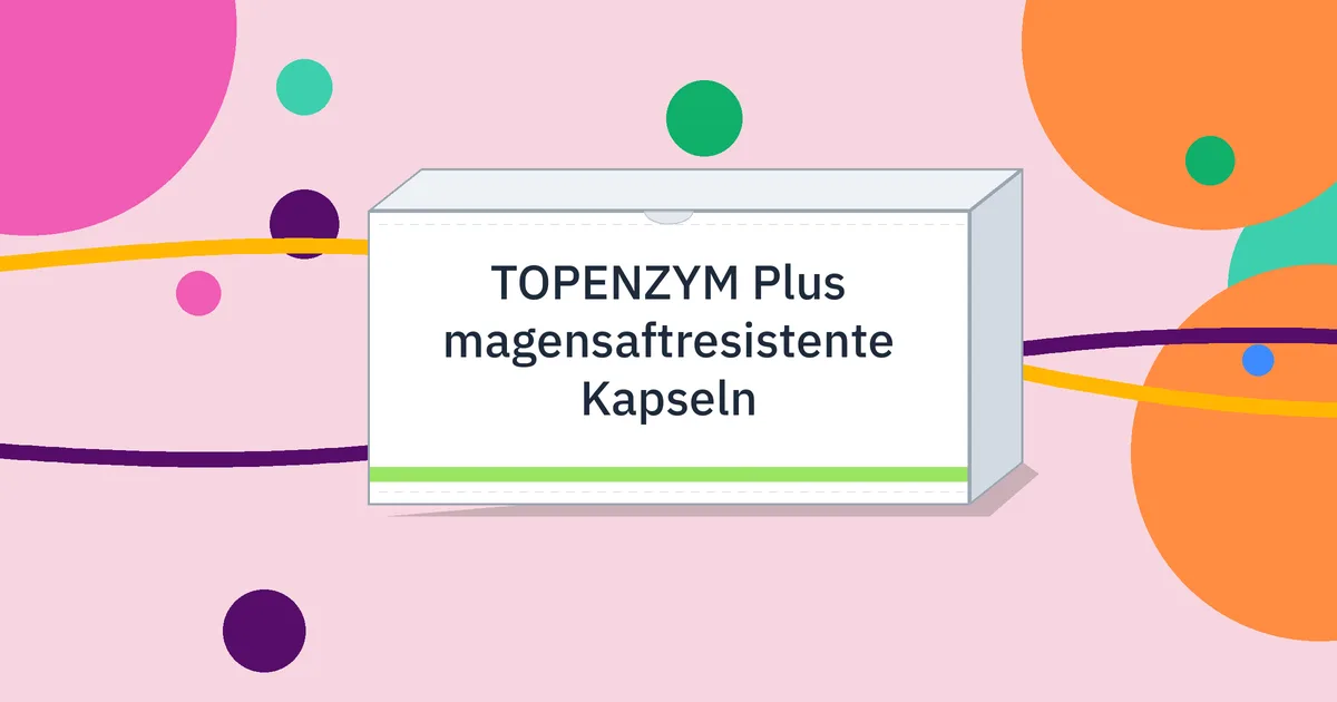 Symbolbild: Packung mit der Aufschrift TOPENZYM Plus magensaftresistente Kapseln (PZN 13702146) – Verfügbarkeit und Bezug in Apotheken in Frankfurt am Main