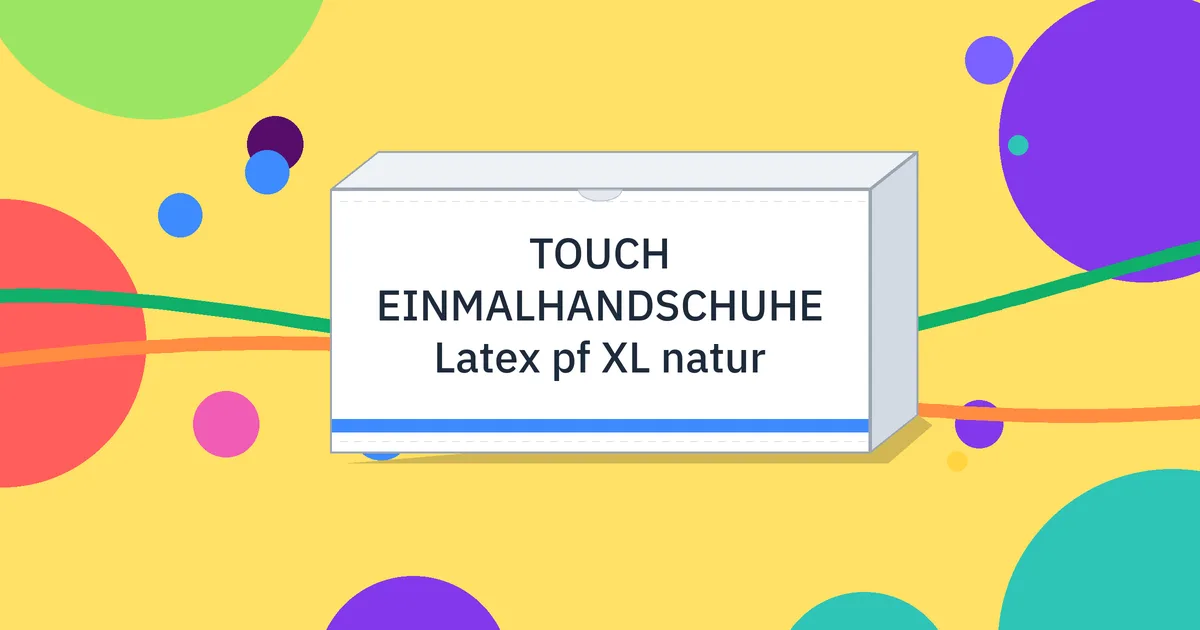 Symbolbild: Packung mit der Aufschrift TOUCH EINMALHANDSCHUHE Latex pf XL natur (PZN 17383778) – Verfügbarkeit und Bezug in Apotheken in Frankfurt am Main