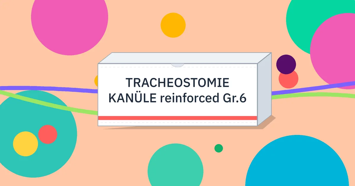 Symbolbild: Packung mit der Aufschrift TRACHEOSTOMIE KANÜLE reinforced Gr.6 (PZN 09224184) – Verfügbarkeit und Bezug in Apotheken in Frankfurt am Main