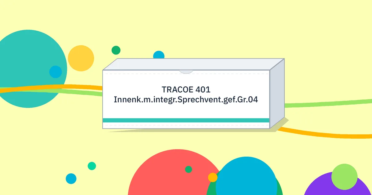 Symbolbild: Packung mit der Aufschrift TRACOE 401 Innenk.m.integr.Sprechvent.gef.Gr.04 (PZN 00921674) – Verfügbarkeit und Bezug in Apotheken in Frankfurt am Main