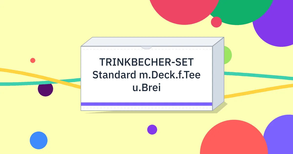 Symbolbild: Packung mit der Aufschrift TRINKBECHER-SET Standard m.Deck.f.Tee u.Brei (PZN 07628664) – Verfügbarkeit und Bezug in Apotheken in Frankfurt am Main