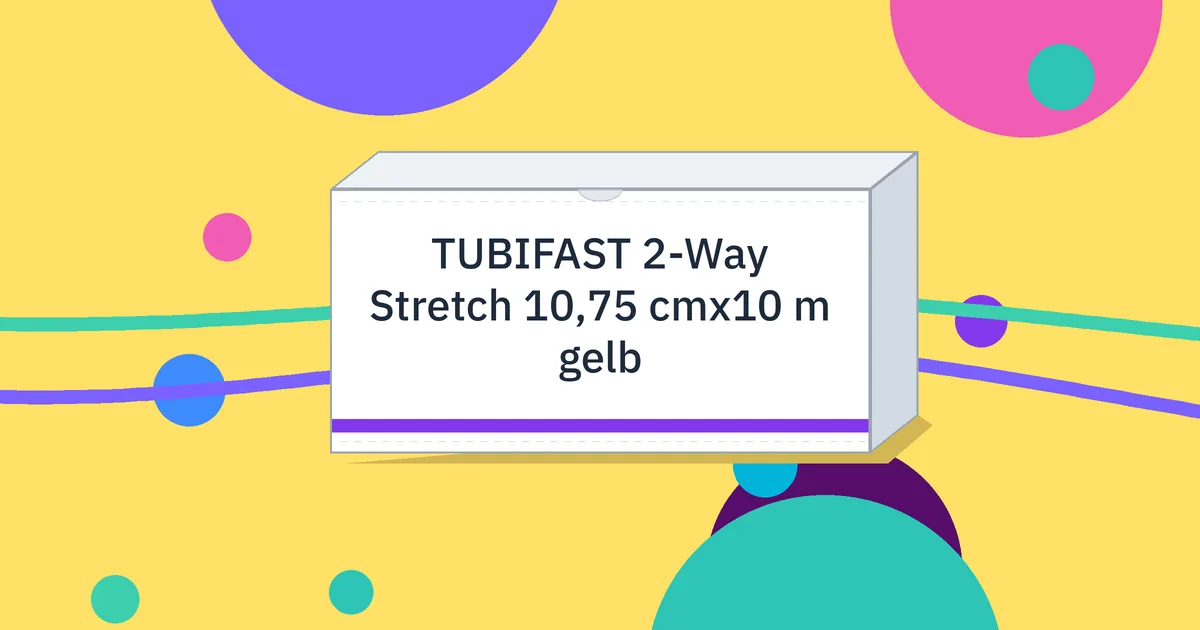 Symbolbild: Packung mit der Aufschrift TUBIFAST 2-Way Stretch 10,75 cmx10 m gelb (PZN 16812651) – Verfügbarkeit und Bezug in Apotheken in Frankfurt am Main