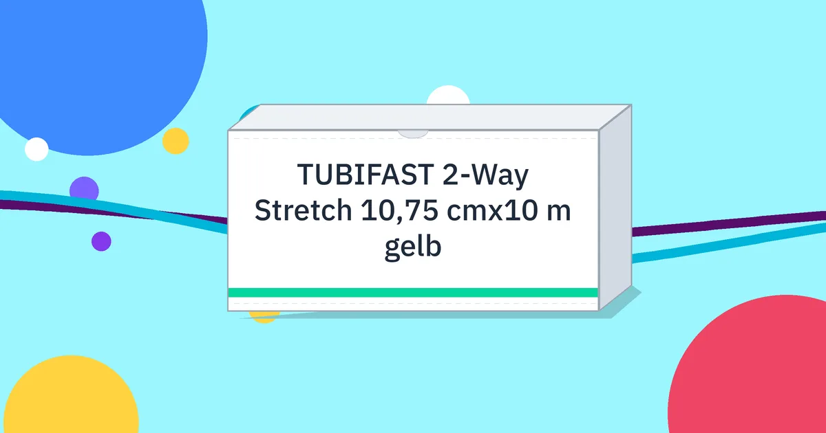 Symbolbild: Packung mit der Aufschrift TUBIFAST 2-Way Stretch 10,75 cmx10 m gelb (PZN 20016316) – Verfügbarkeit und Bezug in Apotheken in Frankfurt am Main