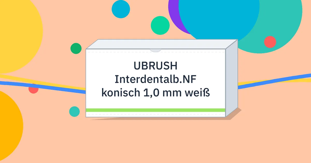 Symbolbild: Packung mit der Aufschrift UBRUSH Interdentalb.NF konisch 1,0 mm weiß (PZN 14817331) – Verfügbarkeit und Bezug in Apotheken in Frankfurt am Main