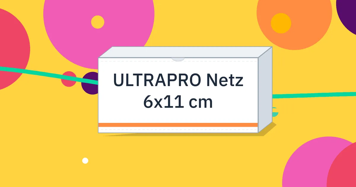 Symbolbild: Packung mit der Aufschrift ULTRAPRO Netz 6x11 cm (PZN 20852768) – Verfügbarkeit und Bezug in Apotheken in Frankfurt am Main