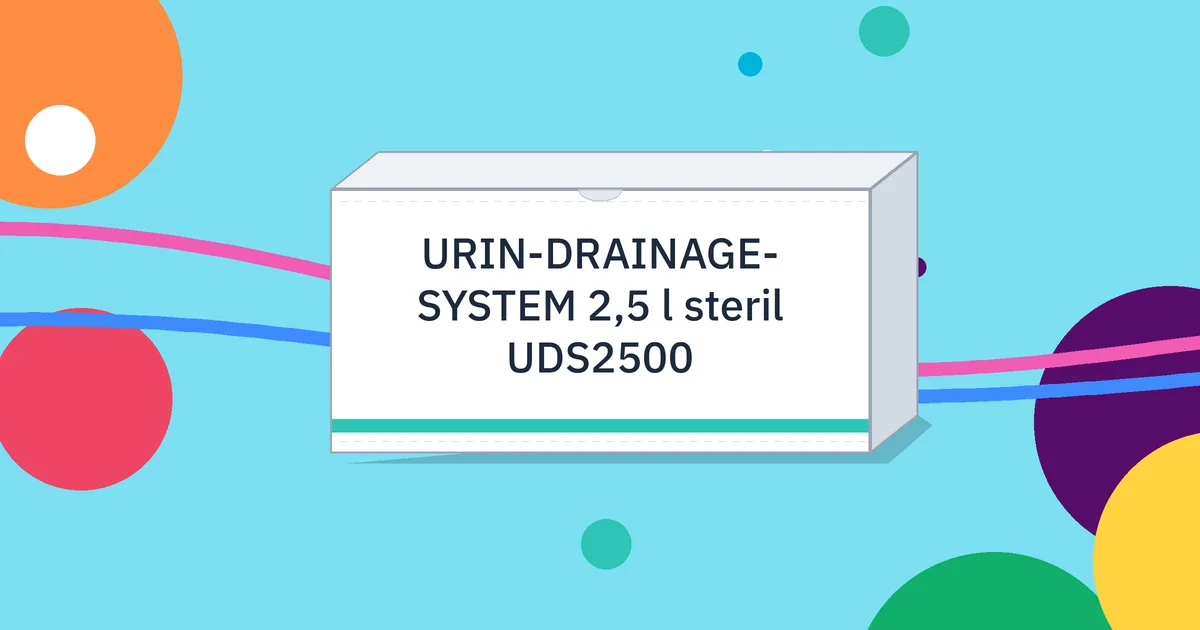 Symbolbild: Packung mit der Aufschrift URIN-DRAINAGE-SYSTEM 2,5 l steril UDS2500 (PZN 05468475) – Verfügbarkeit und Bezug in Apotheken in Frankfurt am Main