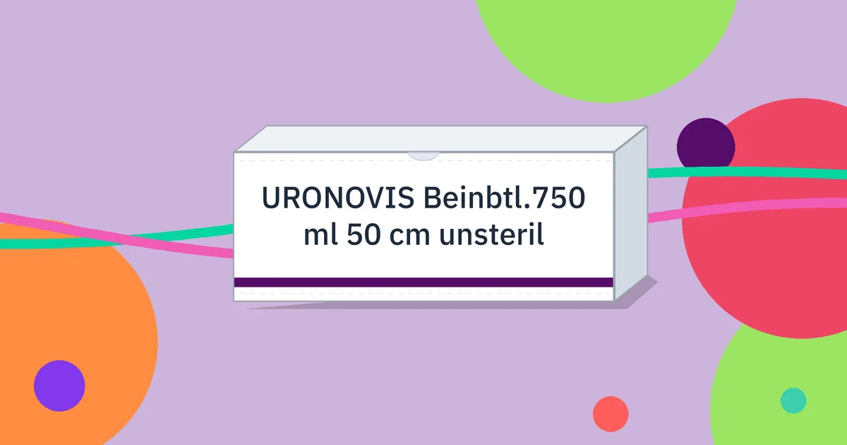 Symbolbild: Packung mit der Aufschrift URONOVIS Beinbtl.750 ml 50 cm unsteril (PZN 04444828) – Verfügbarkeit und Bezug in Apotheken in Frankfurt am Main