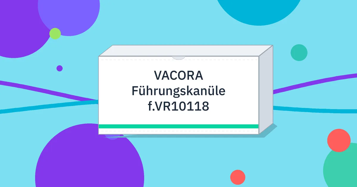 Symbolbild: Packung mit der Aufschrift VACORA Führungskanüle f.VR10118 (PZN 07780969) – Verfügbarkeit und Bezug in Apotheken in Frankfurt am Main