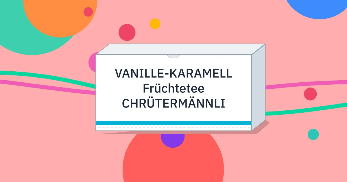 Symbolbild: Packung mit der Aufschrift VANILLE-KARAMELL Früchtetee CHRÜTERMÄNNLI (PZN 05884759) – Verfügbarkeit und Bezug in Apotheken in Frankfurt am Main