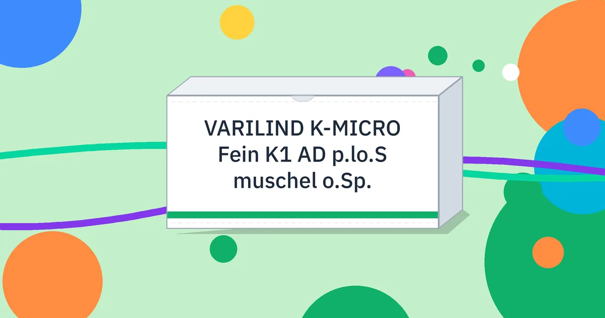 Symbolbild: Packung mit der Aufschrift VARILIND K-MICRO Fein K1 AD p.lo.S muschel o.Sp. (PZN 20558419) – Verfügbarkeit und Bezug in Apotheken in Frankfurt am Main