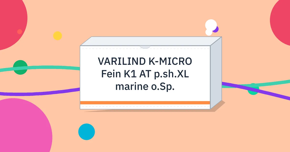 Symbolbild: Packung mit der Aufschrift VARILIND K-MICRO Fein K1 AT p.sh.XL marine o.Sp. (PZN 20552279) – Verfügbarkeit und Bezug in Apotheken in Frankfurt am Main
