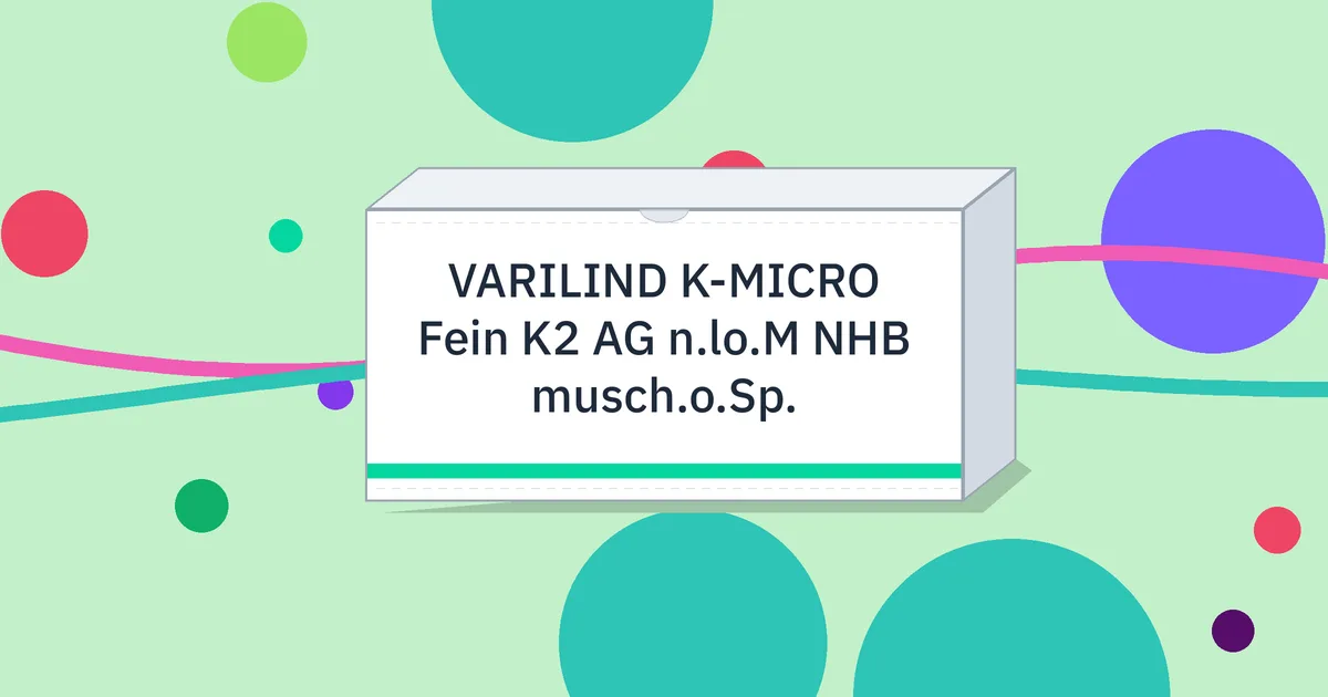 Symbolbild: Packung mit der Aufschrift VARILIND K-MICRO Fein K2 AG n.lo.M NHB musch.o.Sp. (PZN 20557118) – Verfügbarkeit und Bezug in Apotheken in Frankfurt am Main