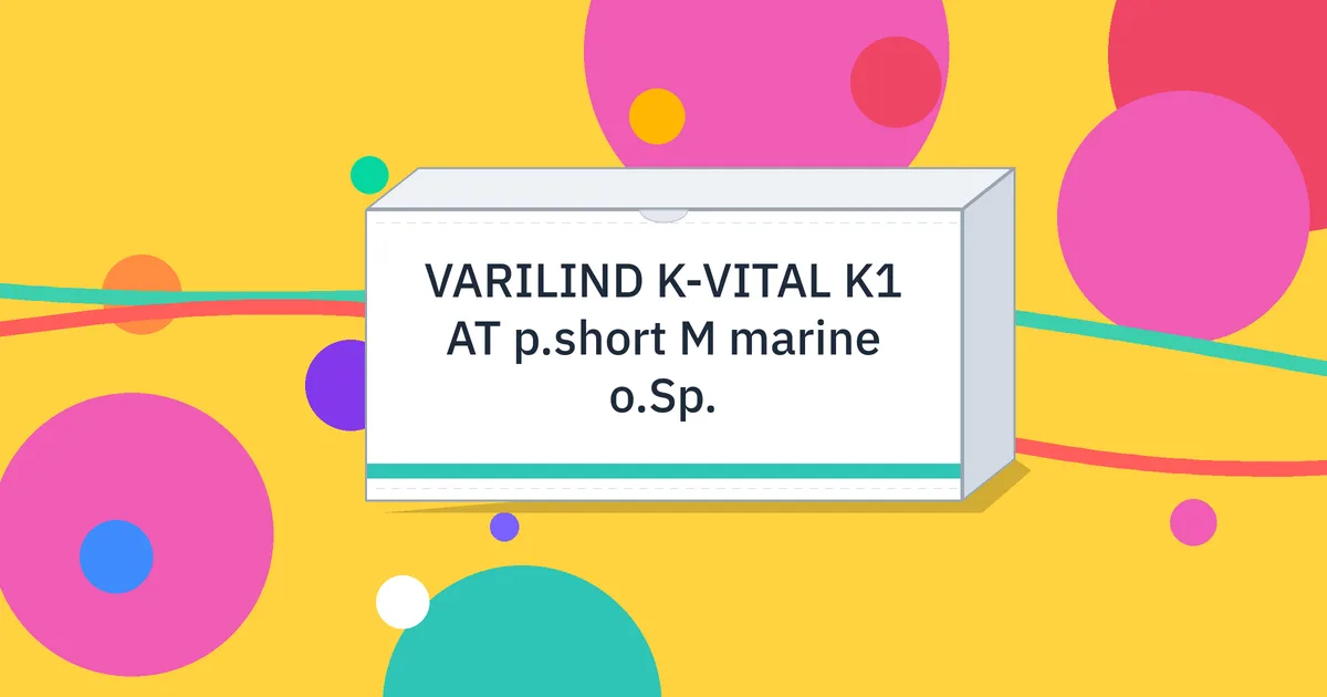 Symbolbild: Packung mit der Aufschrift VARILIND K-VITAL K1 AT p.short M marine o.Sp. (PZN 20560221) – Verfügbarkeit und Bezug in Apotheken in Frankfurt am Main