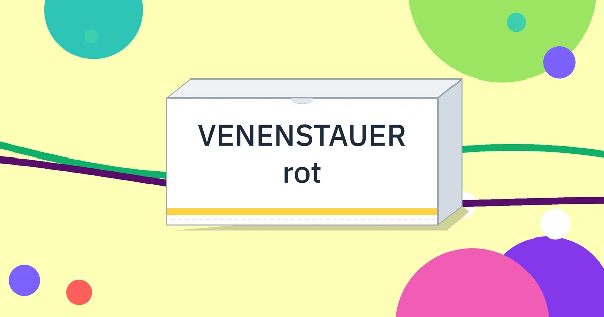 Symbolbild: Packung mit der Aufschrift VENENSTAUER rot (PZN 16217345) – Verfügbarkeit und Bezug in Apotheken in Frankfurt am Main