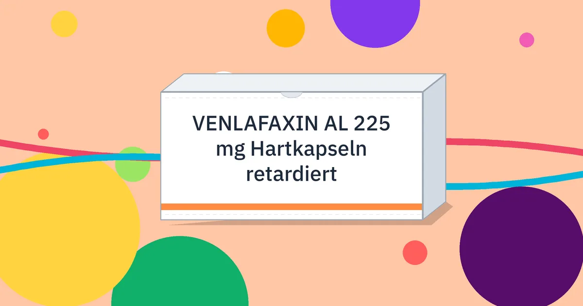 Symbolbild: Packung mit der Aufschrift VENLAFAXIN AL 225 mg Hartkapseln retardiert (PZN 13423297) – Verfügbarkeit und Bezug in Apotheken in Frankfurt am Main