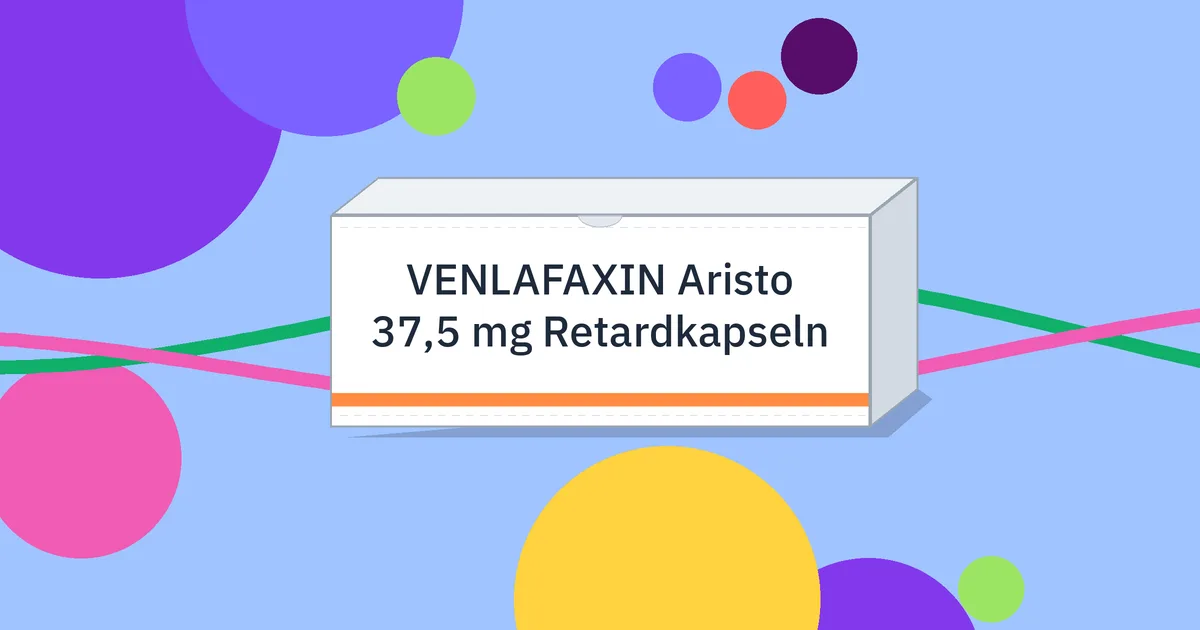 Symbolbild: Packung mit der Aufschrift VENLAFAXIN Aristo 37,5 mg Retardkapseln (PZN 11584530) – Verfügbarkeit und Bezug in Apotheken in Frankfurt am Main