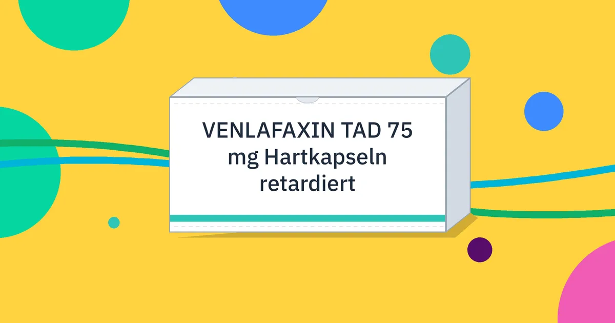Symbolbild: Packung mit der Aufschrift VENLAFAXIN TAD 75 mg Hartkapseln retardiert (PZN 18128166) – Verfügbarkeit und Bezug in Apotheken in Frankfurt am Main