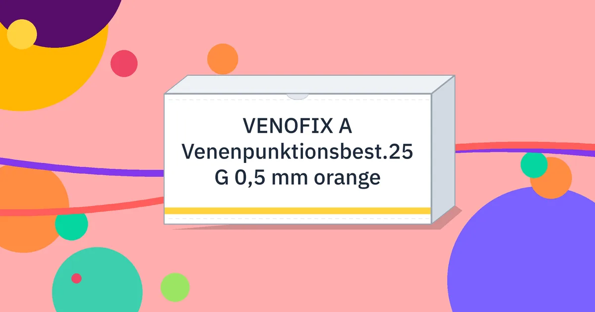 Symbolbild: Packung mit der Aufschrift VENOFIX A Venenpunktionsbest.25 G 0,5 mm orange (PZN 08482234) – Verfügbarkeit und Bezug in Apotheken in Frankfurt am Main