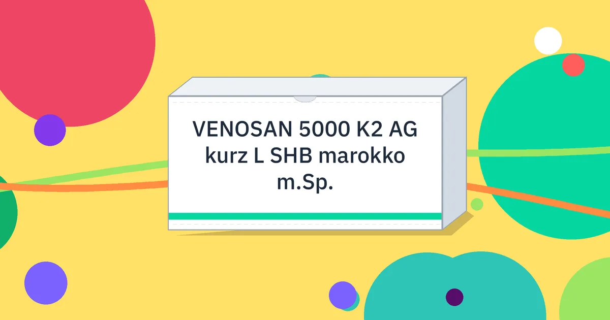 Symbolbild: Packung mit der Aufschrift VENOSAN 5000 K2 AG kurz L SHB marokko m.Sp. (PZN 14432157) – Verfügbarkeit und Bezug in Apotheken in Frankfurt am Main