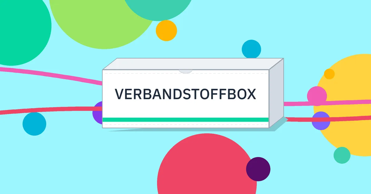 Symbolbild: Packung mit der Aufschrift VERBANDSTOFFBOX (PZN 07308089) – Verfügbarkeit und Bezug in Apotheken in Frankfurt am Main