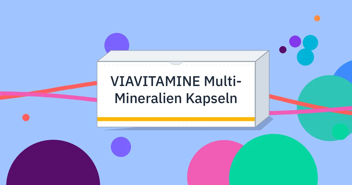 Symbolbild: Packung mit der Aufschrift VIAVITAMINE Multi-Mineralien Kapseln (PZN 15570370) – Verfügbarkeit und Bezug in Apotheken in Frankfurt am Main