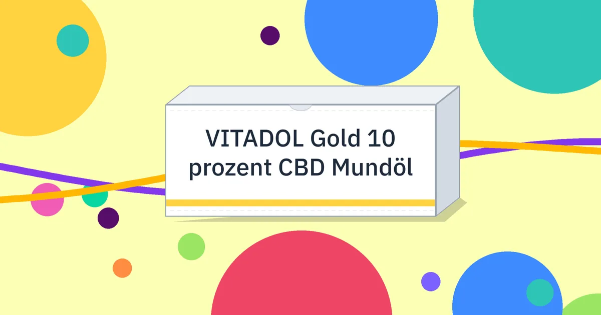 Symbolbild: Packung mit der Aufschrift VITADOL Gold 10 prozent CBD Mundöl (PZN 16138893) – Verfügbarkeit und Bezug in Apotheken in Frankfurt am Main