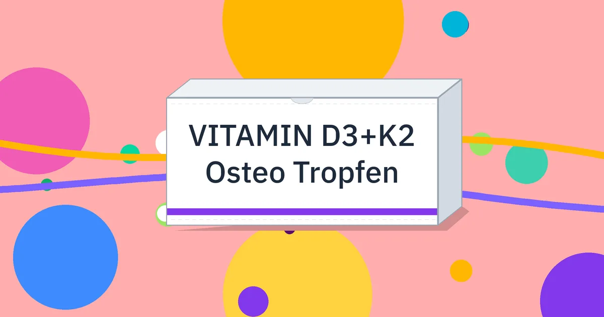 Symbolbild: Packung mit der Aufschrift VITAMIN D3+K2 Osteo Tropfen (PZN 16393987) – Verfügbarkeit und Bezug in Apotheken in Frankfurt am Main