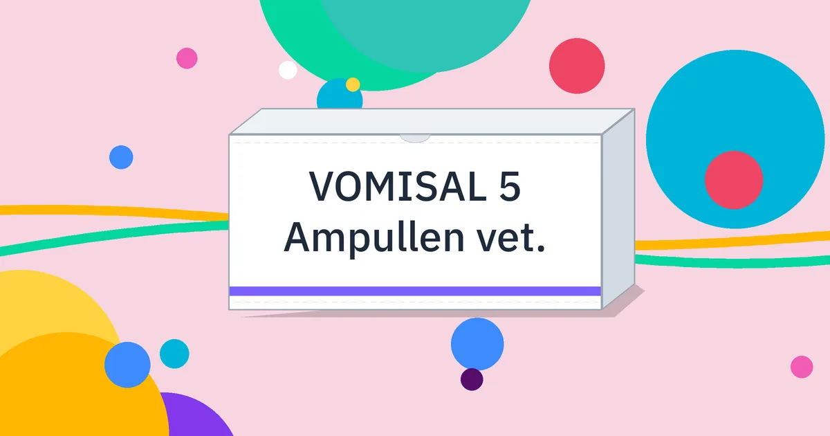 Symbolbild: Packung mit der Aufschrift VOMISAL 5 Ampullen vet. (PZN 07734538) – Verfügbarkeit und Bezug in Apotheken in Frankfurt am Main