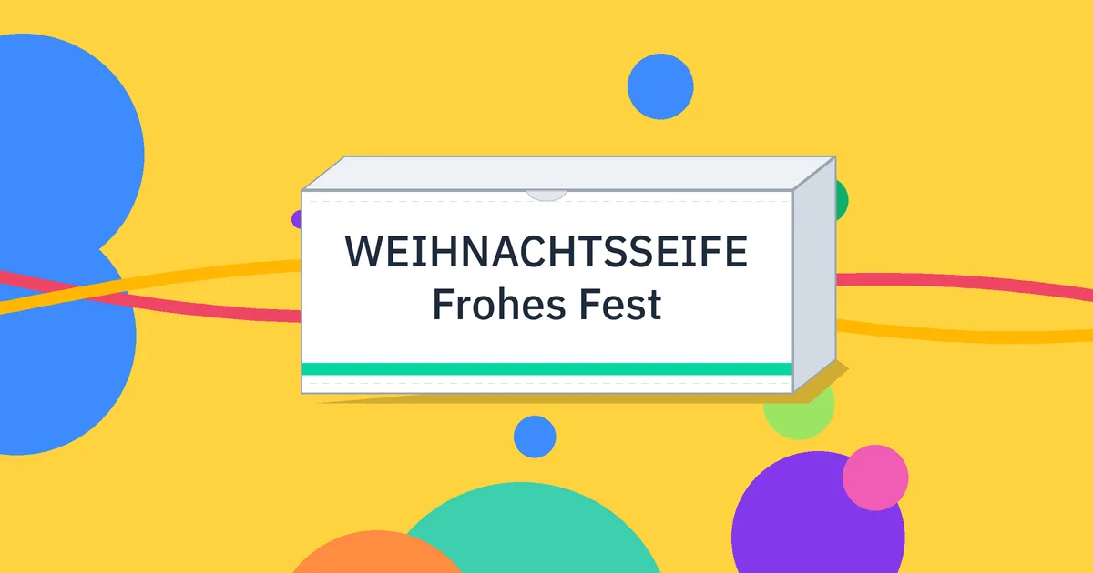 Symbolbild: Packung mit der Aufschrift WEIHNACHTSSEIFE Frohes Fest (PZN 19629166) – Verfügbarkeit und Bezug in Apotheken in Frankfurt am Main