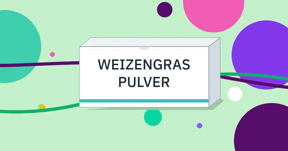 Symbolbild: Packung mit der Aufschrift WEIZENGRAS PULVER (PZN 00693316) – Verfügbarkeit und Bezug in Apotheken in Frankfurt am Main