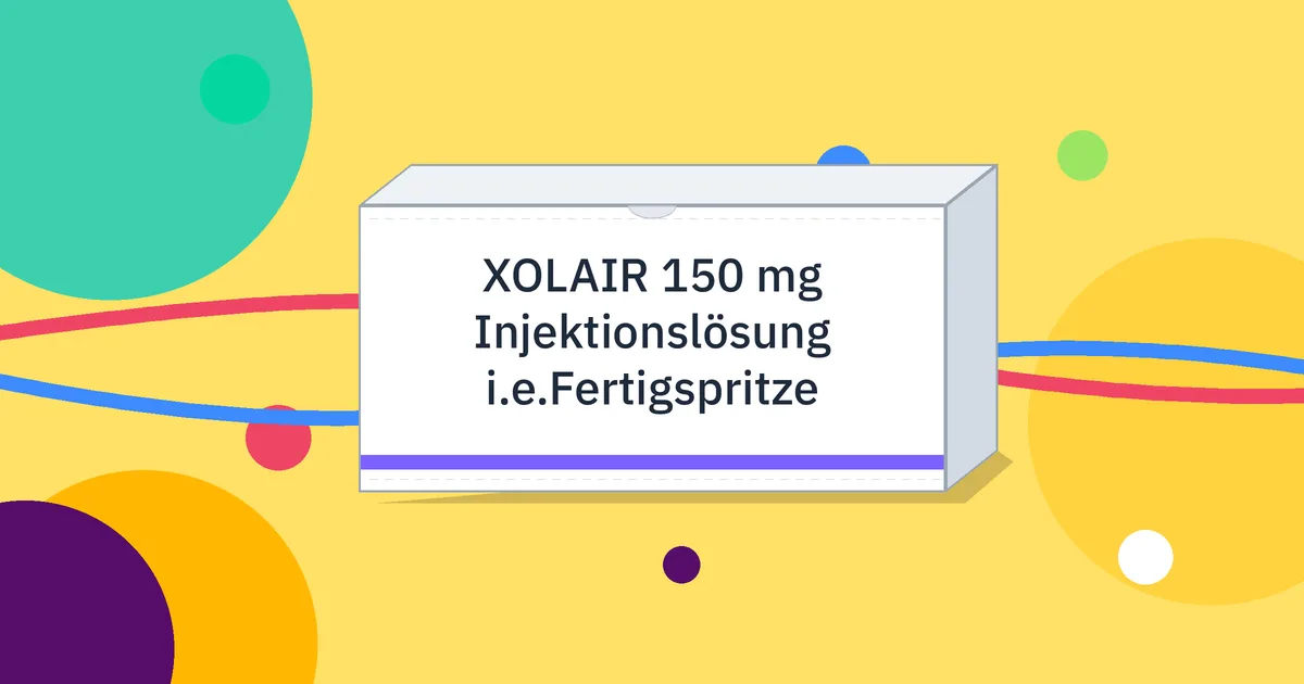 Symbolbild: Packung mit der Aufschrift XOLAIR 150 mg Injektionslösung i.e.Fertigspritze (PZN 19462648) – Verfügbarkeit und Bezug in Apotheken in Frankfurt am Main
