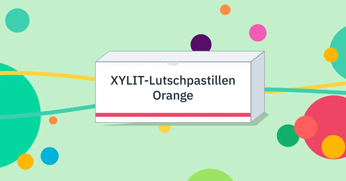 Symbolbild: Packung mit der Aufschrift XYLIT-Lutschpastillen Orange (PZN 20202243) – Verfügbarkeit und Bezug in Apotheken in Frankfurt am Main