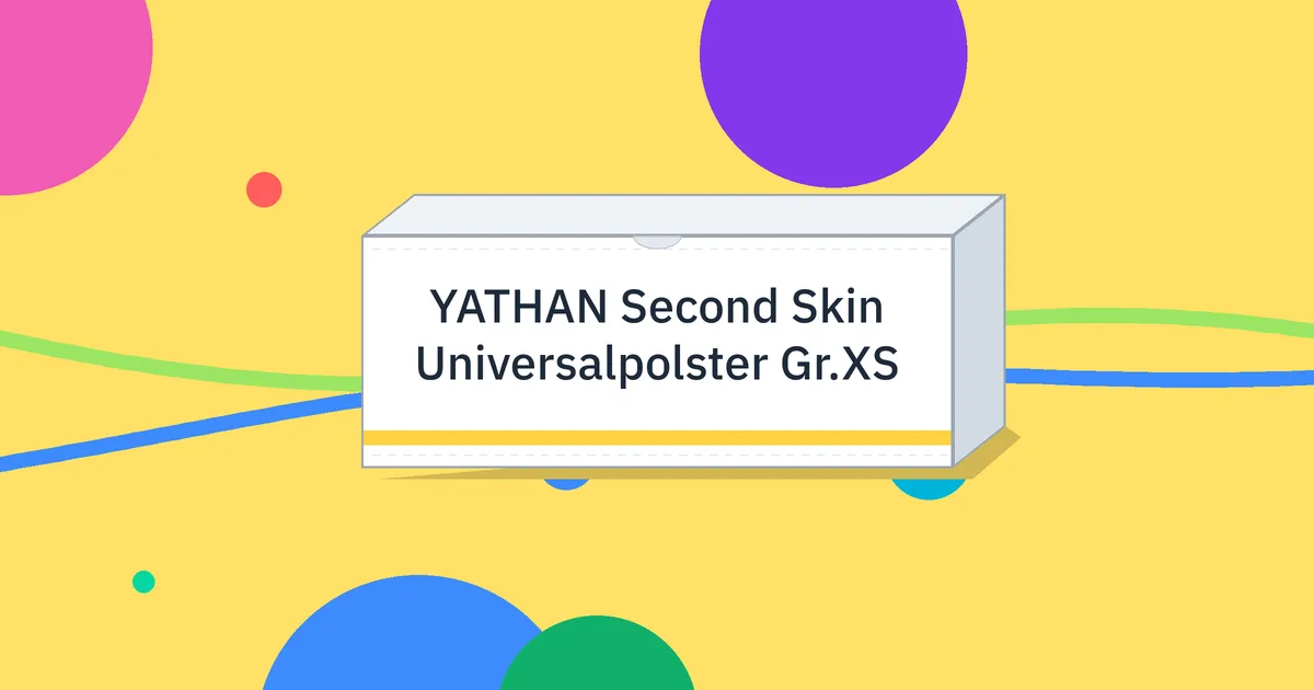 Symbolbild: Packung mit der Aufschrift YATHAN Second Skin Universalpolster Gr.XS (PZN 20597810) – Verfügbarkeit und Bezug in Apotheken in Frankfurt am Main