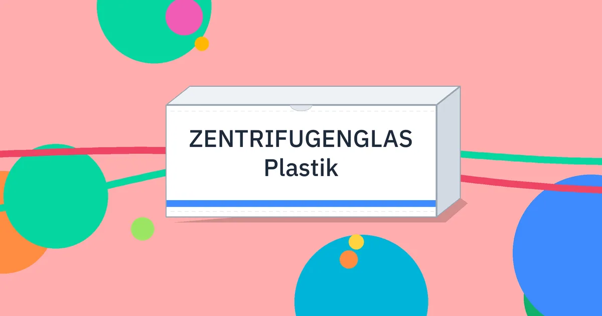 Symbolbild: Packung mit der Aufschrift ZENTRIFUGENGLAS Plastik (PZN 02009896) – Verfügbarkeit und Bezug in Apotheken in Frankfurt am Main