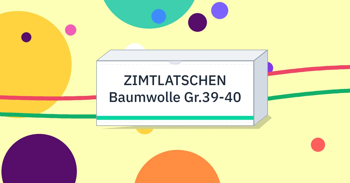 Symbolbild: Packung mit der Aufschrift ZIMTLATSCHEN Baumwolle Gr.39-40 (PZN 01437526) – Verfügbarkeit und Bezug in Apotheken in Frankfurt am Main