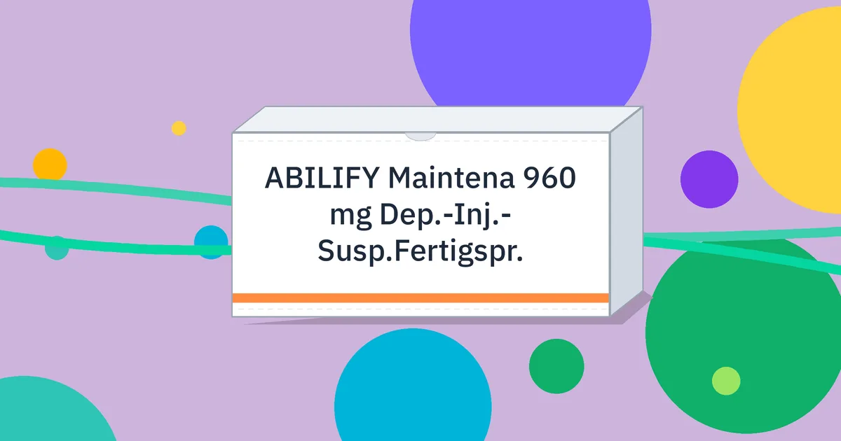 Symbolbild: Packung mit der Aufschrift ABILIFY Maintena 960 mg Dep.-Inj.-Susp.Fertigspr. (PZN 19188472) – Verfügbarkeit und Bezug in Apotheken in Frankfurt am Main