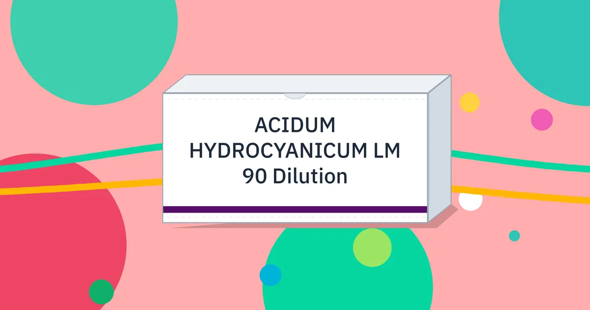 Symbolbild: Packung mit der Aufschrift ACIDUM HYDROCYANICUM LM 90 Dilution (PZN 13278866) – Verfügbarkeit und Bezug in Apotheken in Frankfurt am Main
