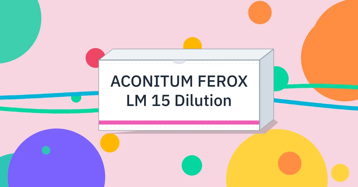 Symbolbild: Packung mit der Aufschrift ACONITUM FEROX LM 15 Dilution (PZN 13290620) – Verfügbarkeit und Bezug in Apotheken in Frankfurt am Main